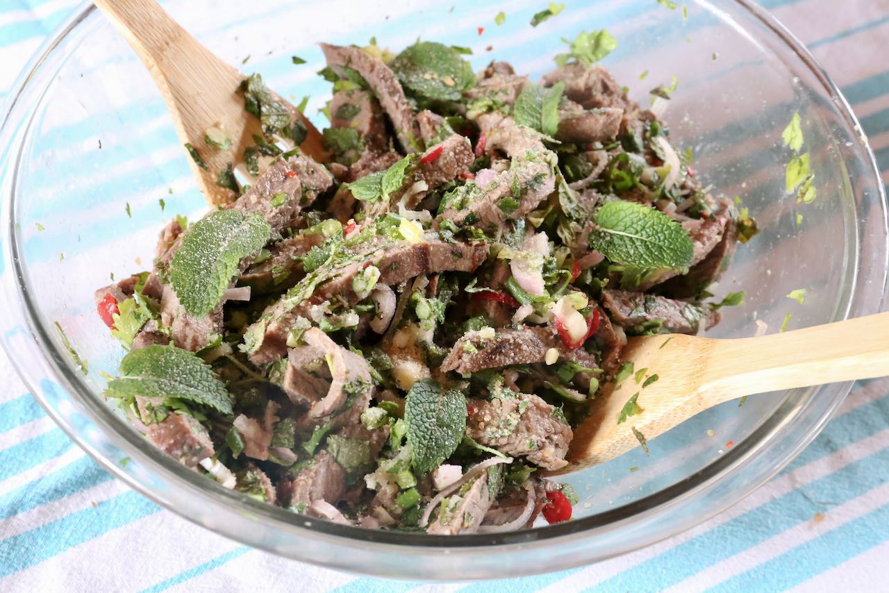 Nam Tok Authentic Thai "Waterfall Beef" Salad Recipe