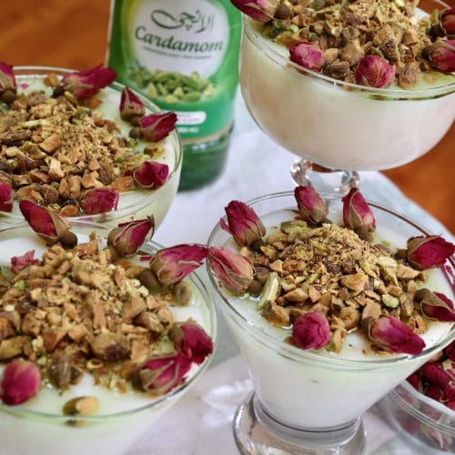 Mahalabia Middle Eastern Rose Pistachio Milk Pudding Recipe