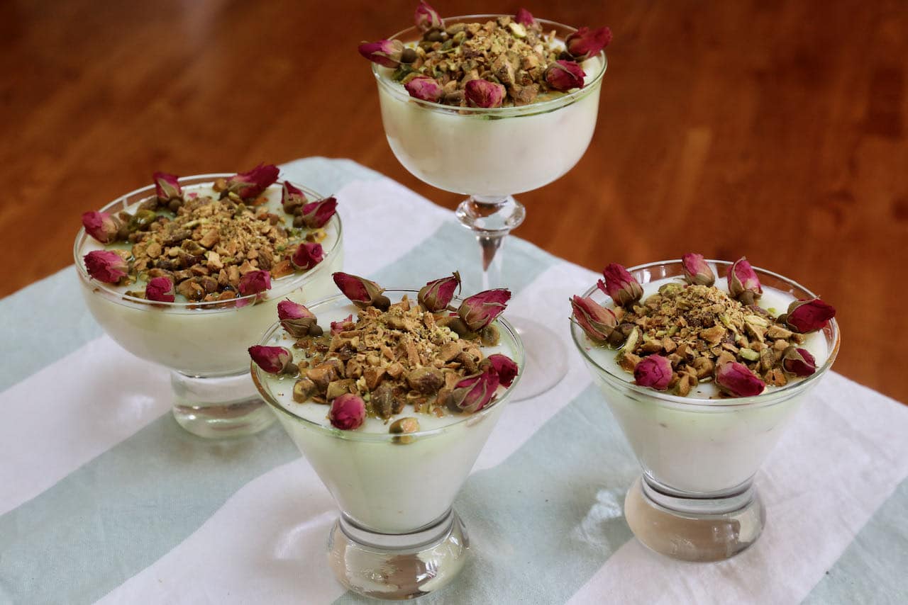Mahalabia Middle Eastern Rose Pistachio Milk Pudding Recipe