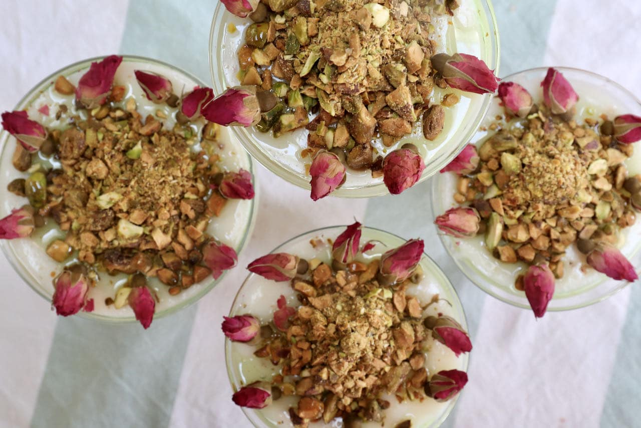 Mahalabia Middle Eastern Rose Pistachio Milk Pudding Recipe