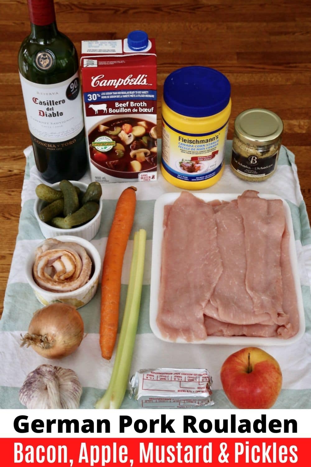 German Pork Rouladen with Bacon, Apple & Pickles