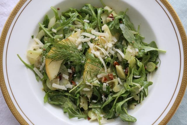 Toasted Pecan Parmesan Pear and Rocket Salad Recipe