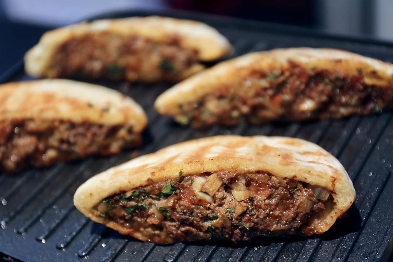 Lebanese Spiced Minced Beef Stuffed Pita Arayes Recipe