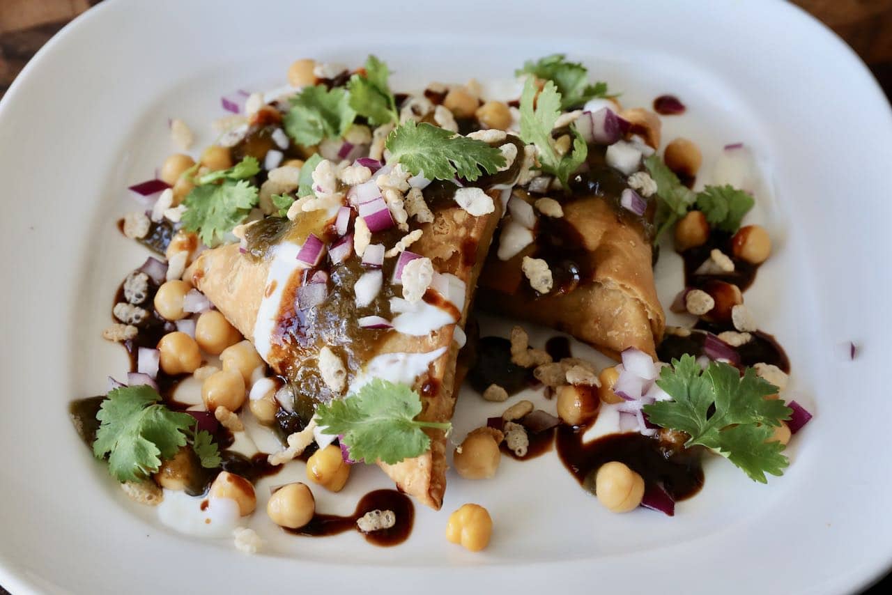 Easy Vegetarian Samosa Chaat Indian Snack Recipe
