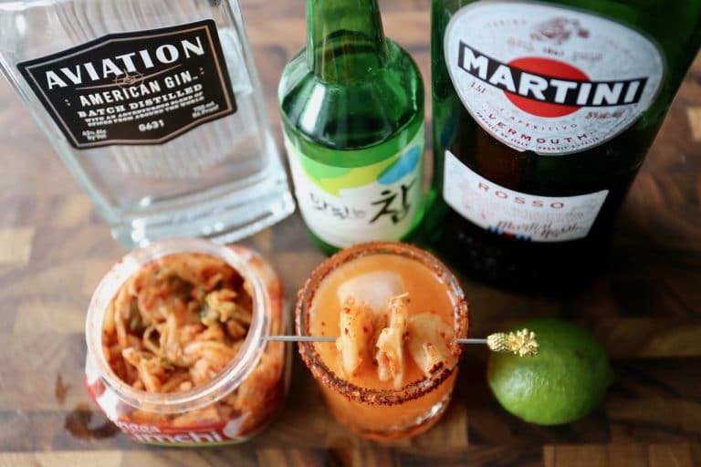 Spicy Korean Kimchi Soju Cocktail Drink Recipe