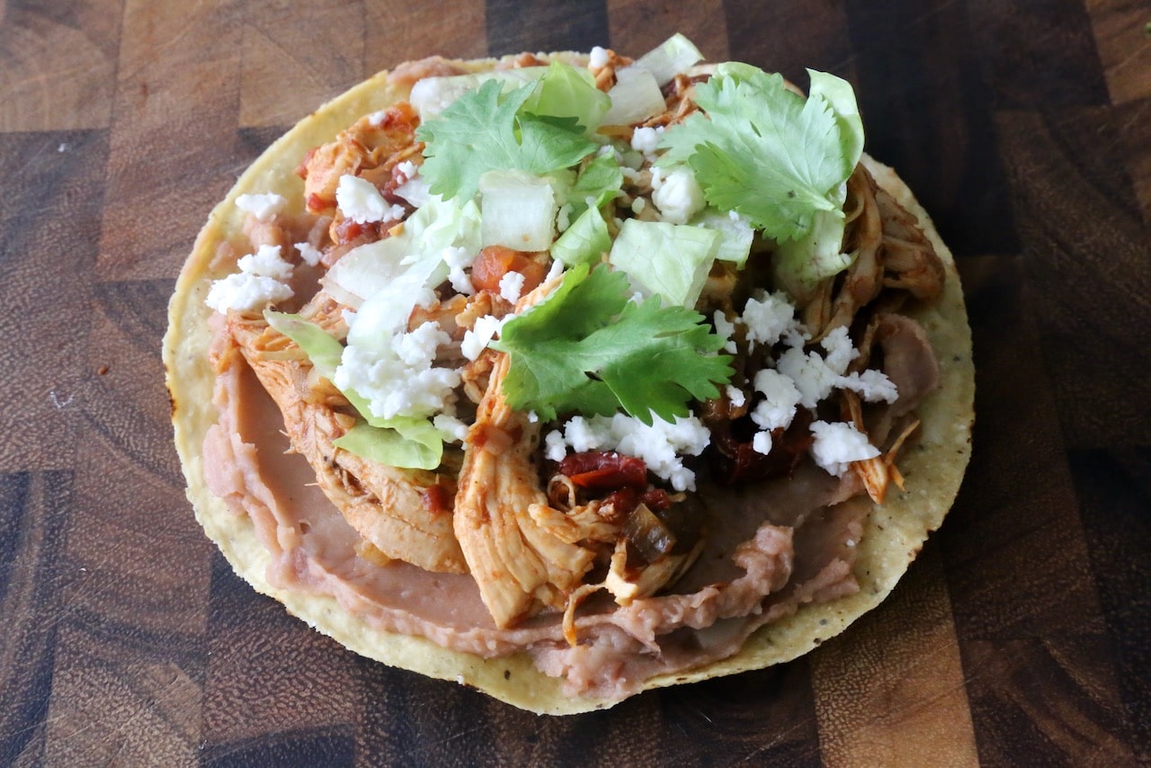 Tostadas de Tinga Mexican Shredded Chicken Tostada Recipe