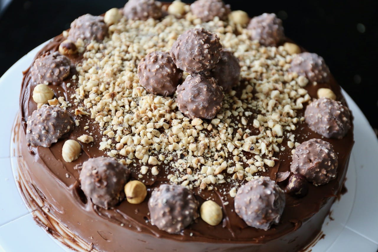 Chocolate Hazelnut Ferrero Rocher Cake Recipe | dobbernationLOVES