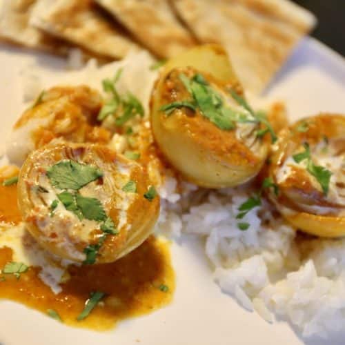 Indian Whole Roasted Onion Curry Recipe | dobbernationLOVES
