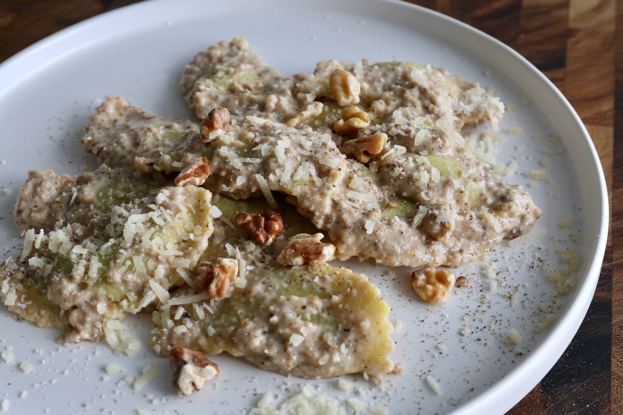 Pansotti Pasta with Genovesi Walnut Pesto Sauce Recipe