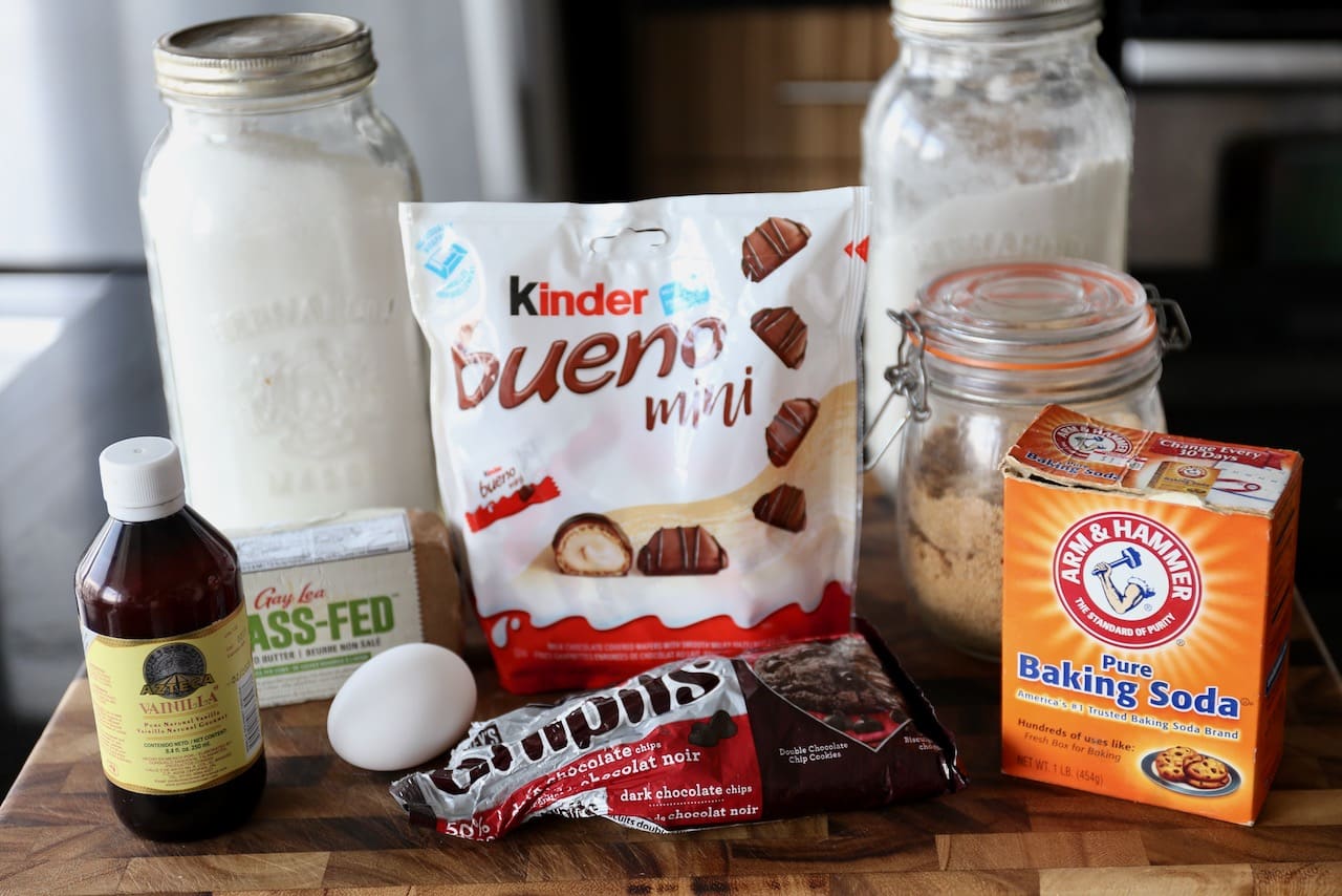 Chocolate Chip Kinder Bueno Cookie Recipe | dobbernationLOVES